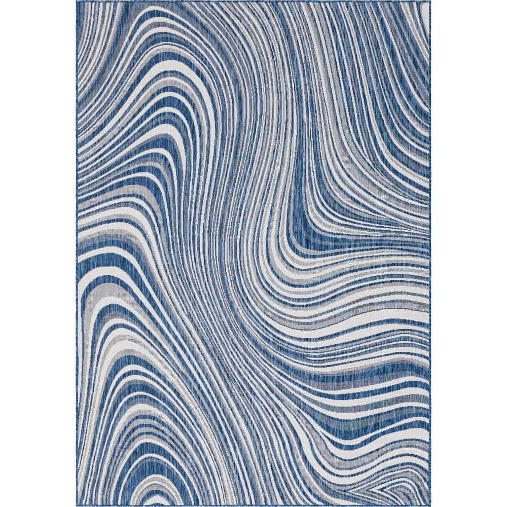 Unique Loom Outdoor Modern Pool Blue 7 ft. 1 in. x 10 ft. Area Rug ...