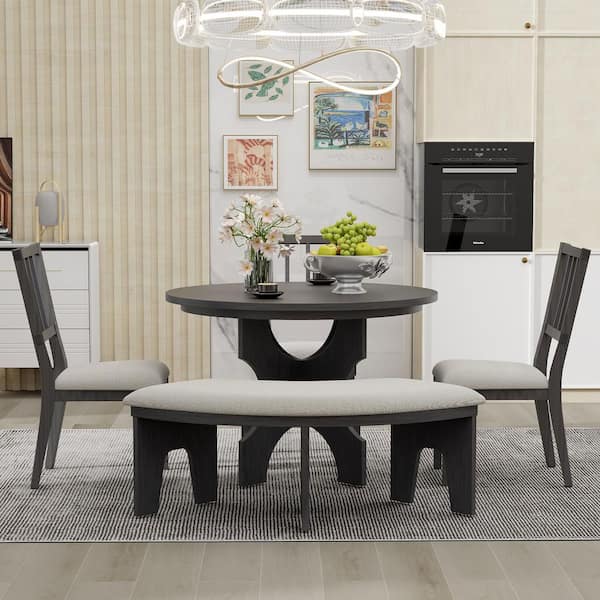 Round dining table with curved bench seating store