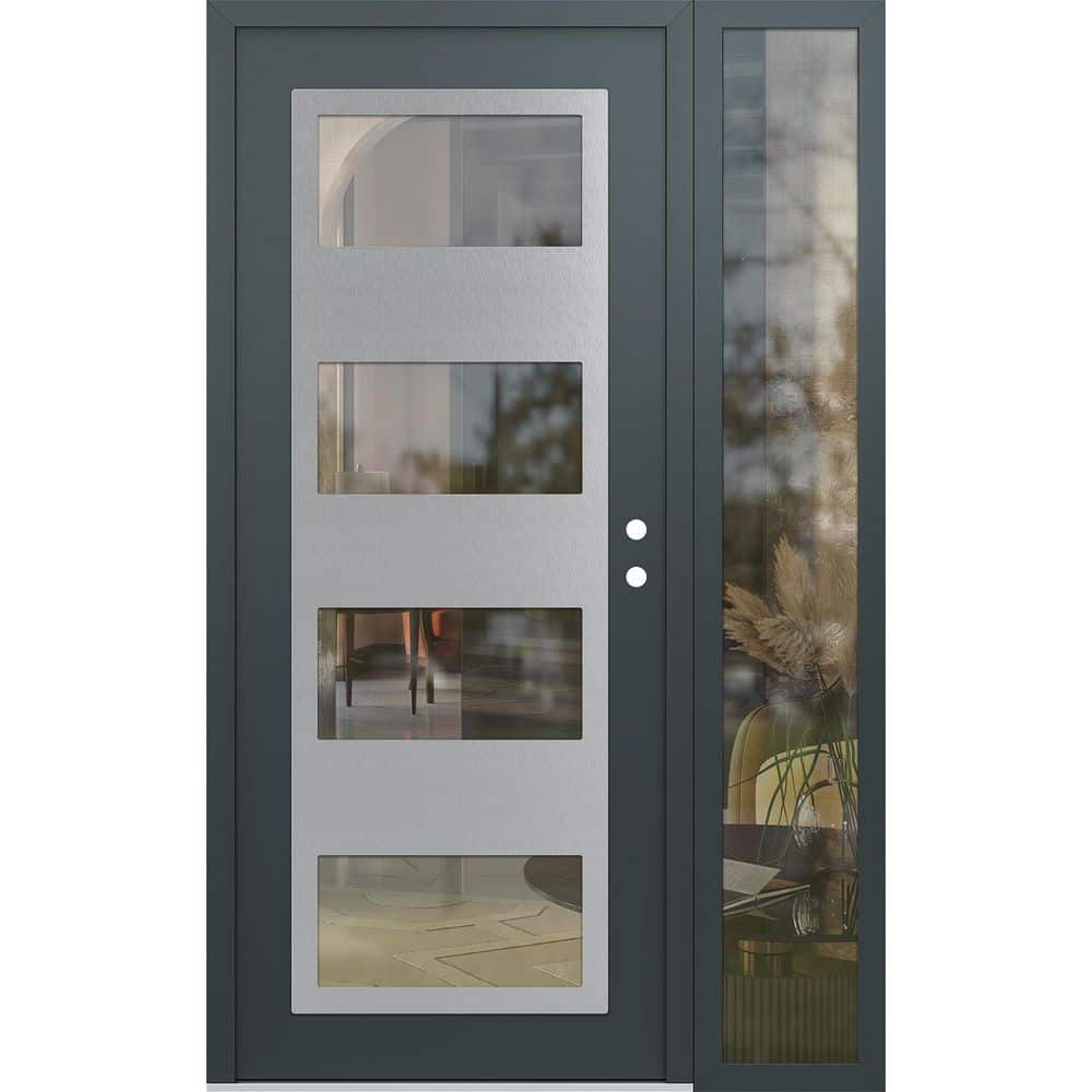 Tessari Doors C2 48 in. x 80 in. Silver P Left-Hand/Inswing Clear Glass ...