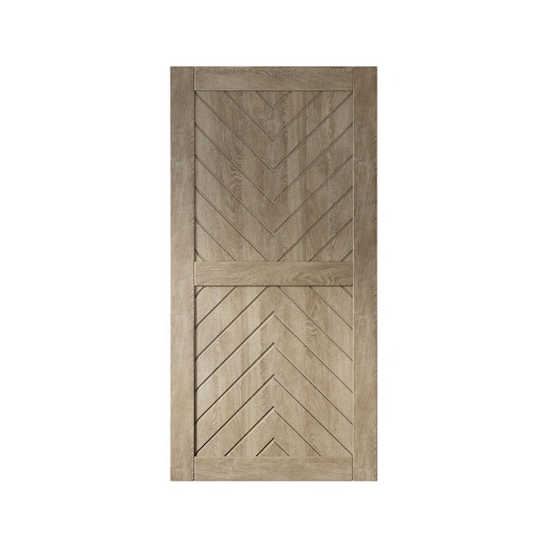 HOMACER JT4 36 in. x 80 in. C-Panel Solid Core Classic Gray Fishbone ...