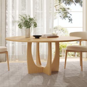 Lirago Arch Walnut Colored Wood 42" 4 Legs Cross Base Dining Table for ...