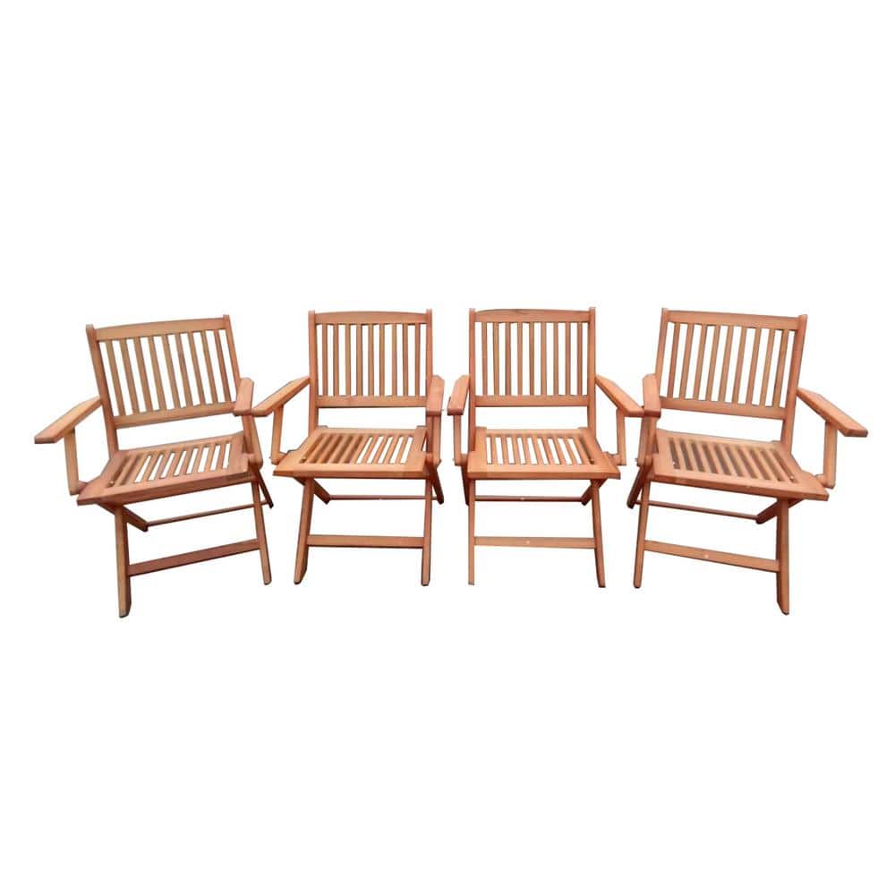 Jushua Outdoor Folding Teak Dining Chair with Armrests (Set of 4) DJYC ...