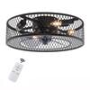 OUKANING 18 in. 4-Light Retro Industrial Style Indoor Black Metal Caged ...