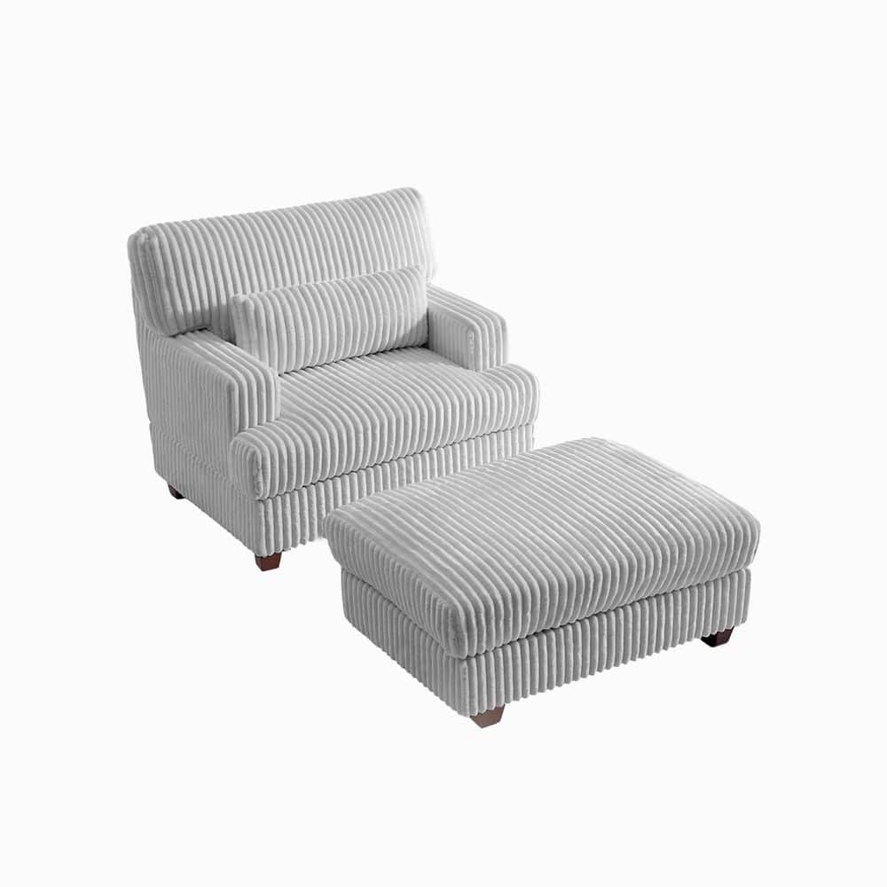 Uixe Modern Gray Faux Rabbit Fur Polyester Fabric Upholstered Accent ...