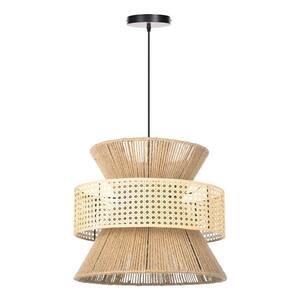 Hampton Bay Wilby 1-Light Natural Tiered Pendant Chandelier with Rattan ...