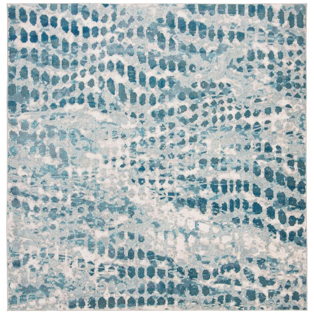 SAFAVIEH Aria Cream/Teal 6 ft. x 6 ft. Square Abstract Area Rug ARA121A ...