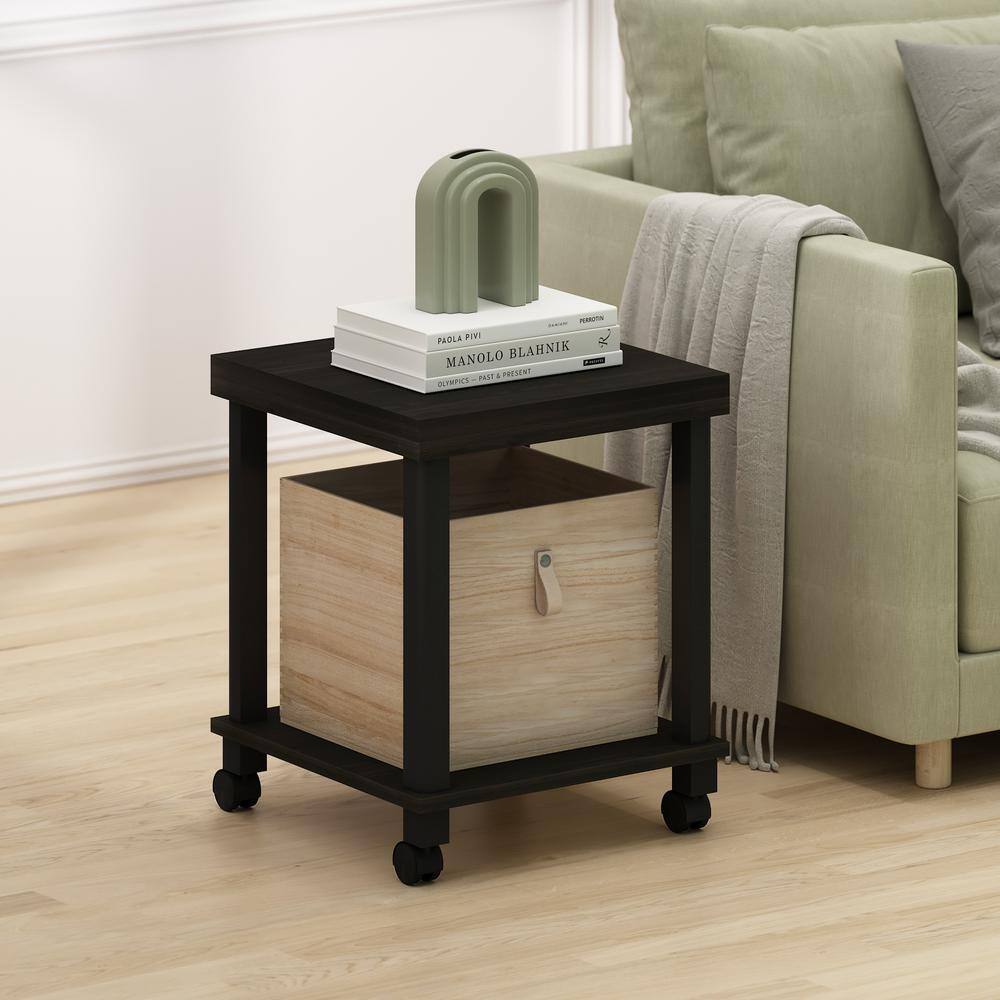 Furinno Turn-N-Tube15.35 in. Espresso/Black Square 2-Tier Wood End ...
