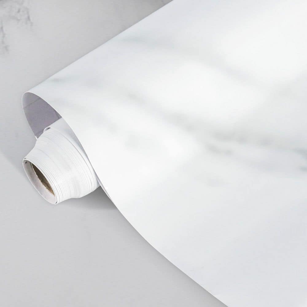 Jeedeson 15.75 in. x 157.5 in. White Marble Peel and Stick Wallpaper ...