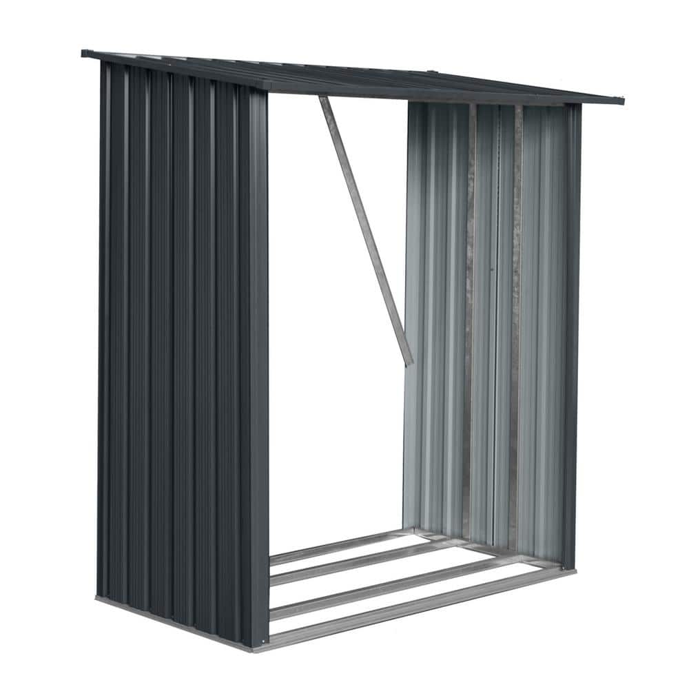 Misopily 60 in. x 30 in. Outdoor Steel Firewood Rack Open Wood Shed ...