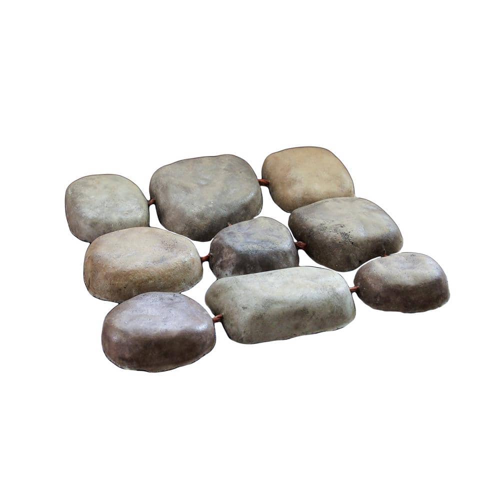 Landecor 12 in. x 12 in. Multi-Colored Concrete Square Step Stream ...