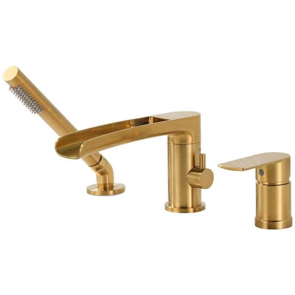 ALEASHA 3-Holes Widespread Single-Handle Deck-Mount Brass Waterfall ...