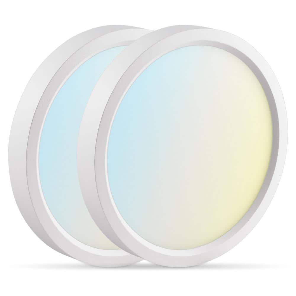 LUXRITE 5 in. White Modern Flush MountCeiling Light Fixture Selectable ...