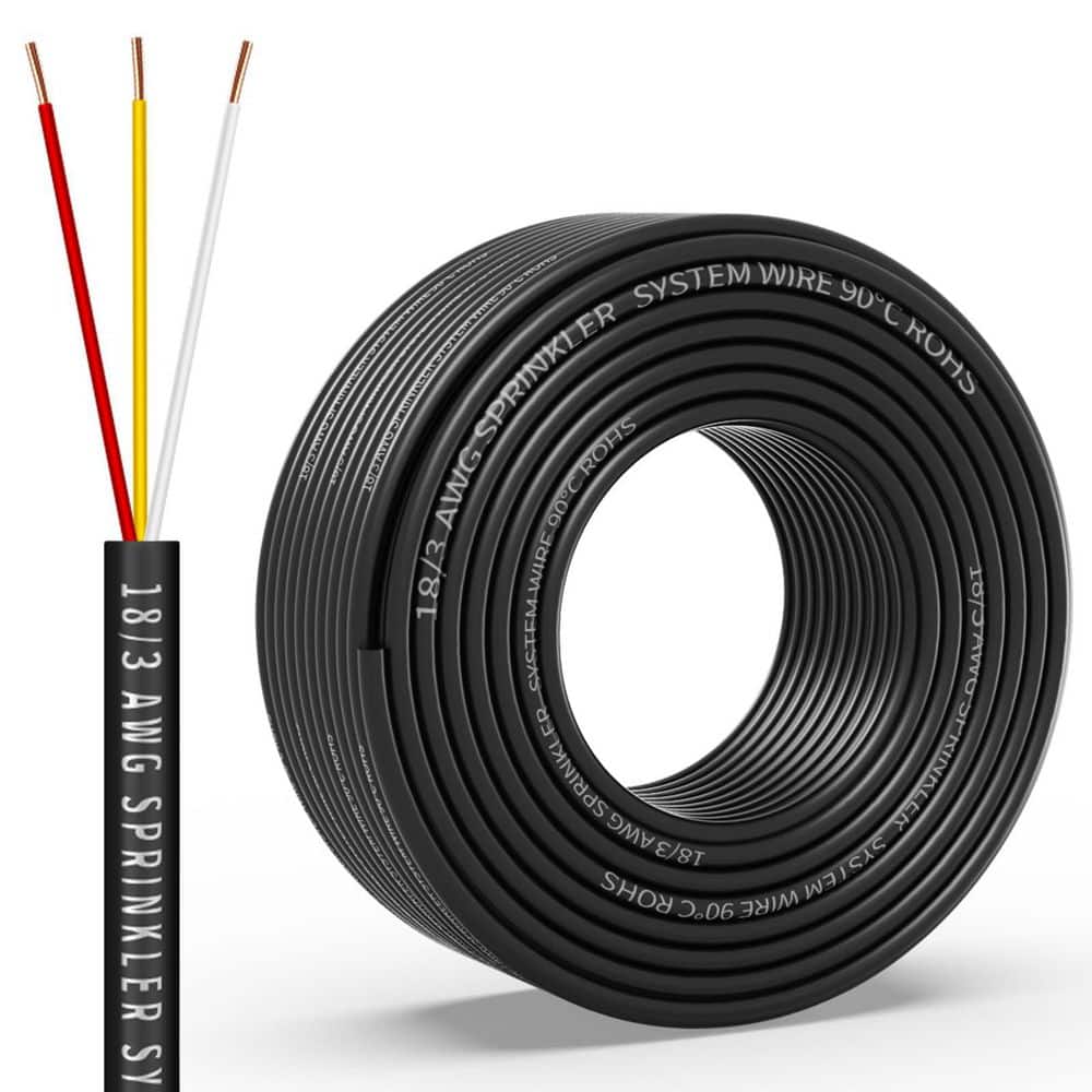 Vrbgify 18 / 3 Solid Sprinkler Wire 50ft 18 Gauge 3 Conductor PVC ...