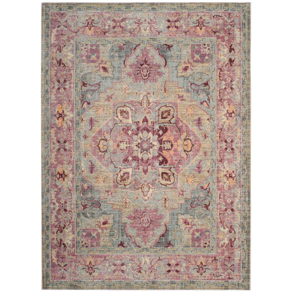 SAFAVIEH Claremont Grape/Blue 4 ft. x 6 ft. Border Area Rug CLR664D-4 ...