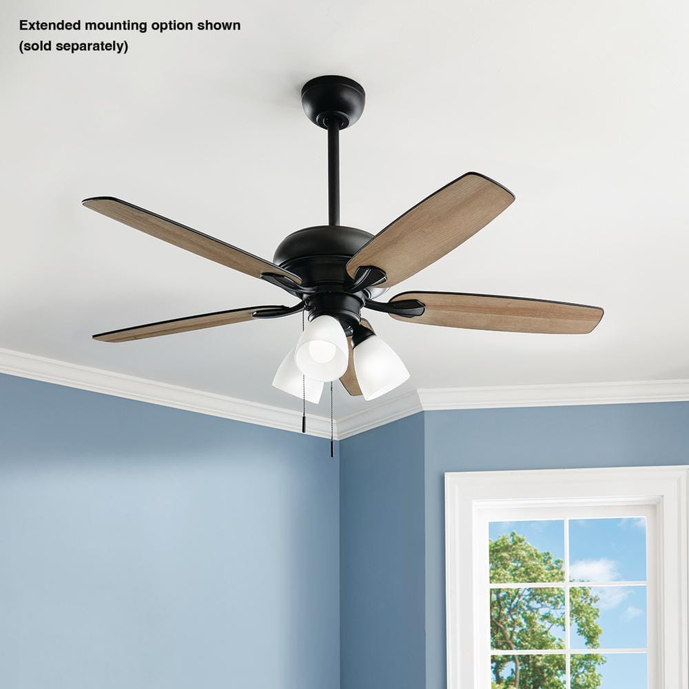Hampton Bay Rockport II 52 in. Indoor Matte Black LED Ceiling Fan with ...