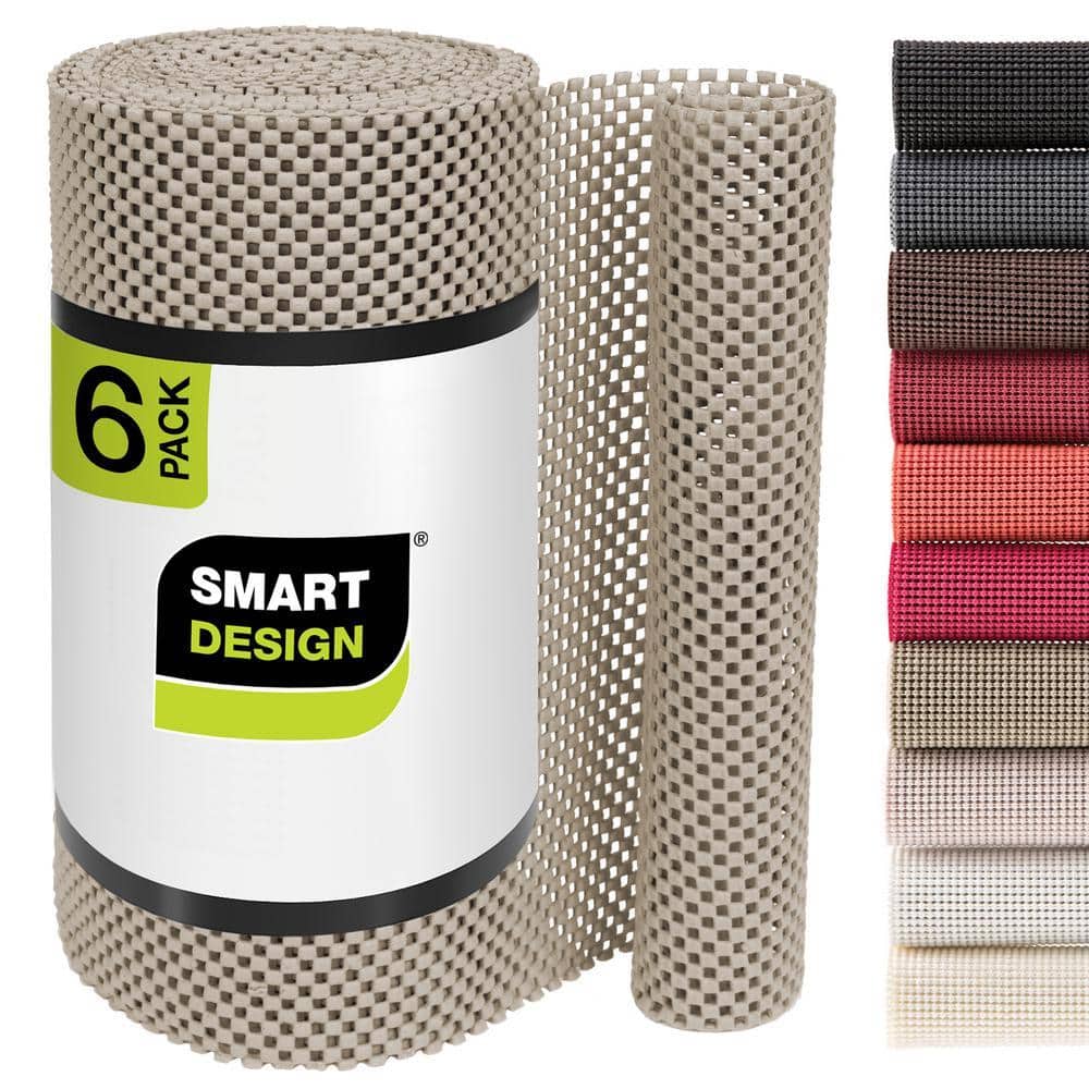 Smart Design Premium Taupe 18 in. D x 576 in. L Checkered Non-Slip ...