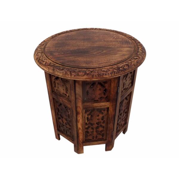THE URBAN PORT 18 in. Brown Small Round Wood Coffee Table UPT-148946 ...