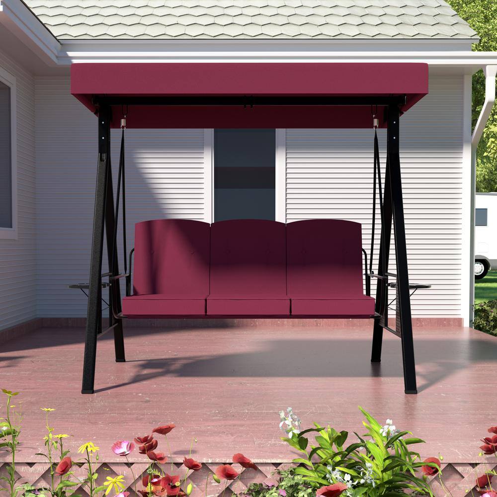 Reviews for VEIKOUS 3-Person Metal Patio Swing Chair With Converting ...