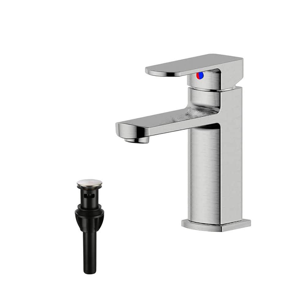 UPIKER Modern Single Handle Single Hole Brass Bathroom Faucet with Push ...