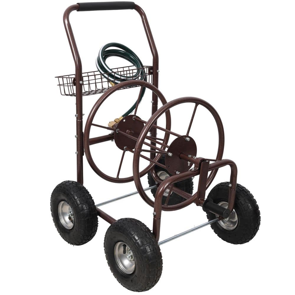 Expressions Metal Hose Reel Cart with Wheels-Heavy Duty Hose Caddie-250 ...