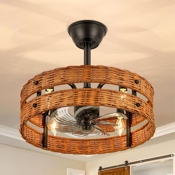 Rennnsan Laurie 19.3 in. W 4-Light Farmhouse Brown and Black Indoor ...