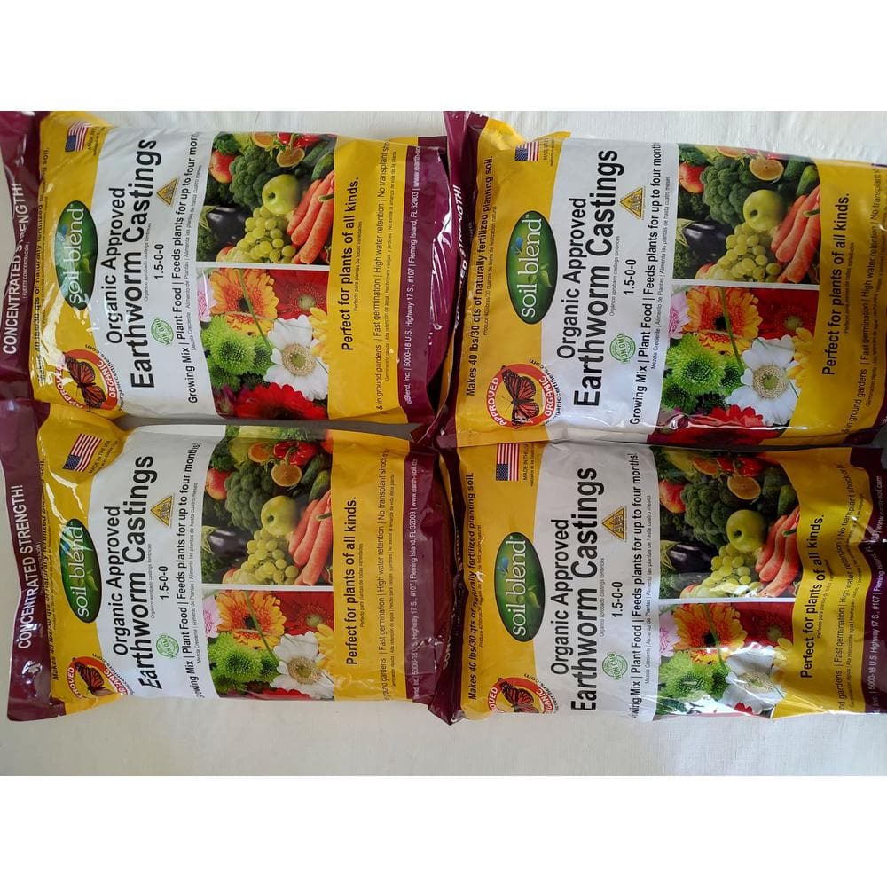 Soil Blend Organic Worm Castings Soil Amendment 4 Bag Pack of 10 lbs ...