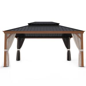 COOS BAY 12 ft. x 18 ft. Brown Extra-Large Hardtop Patio Gazebo with ...