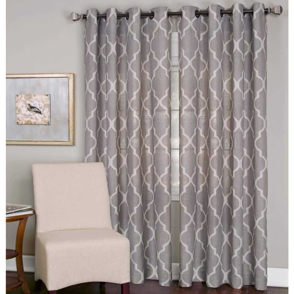 Elrene Stone Trellis Grommet Room Darkening Curtain - 52 in. W x 120 in ...