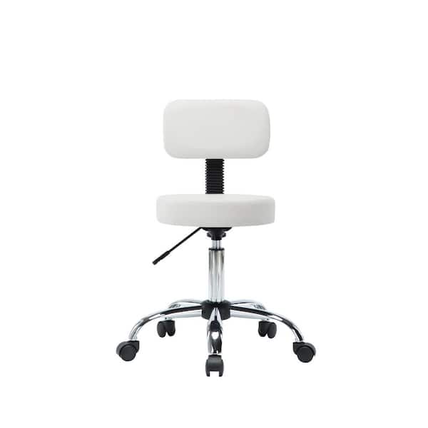 HOMESTOCK White Adjustable Drafting Stool with backrest 94273 - The ...