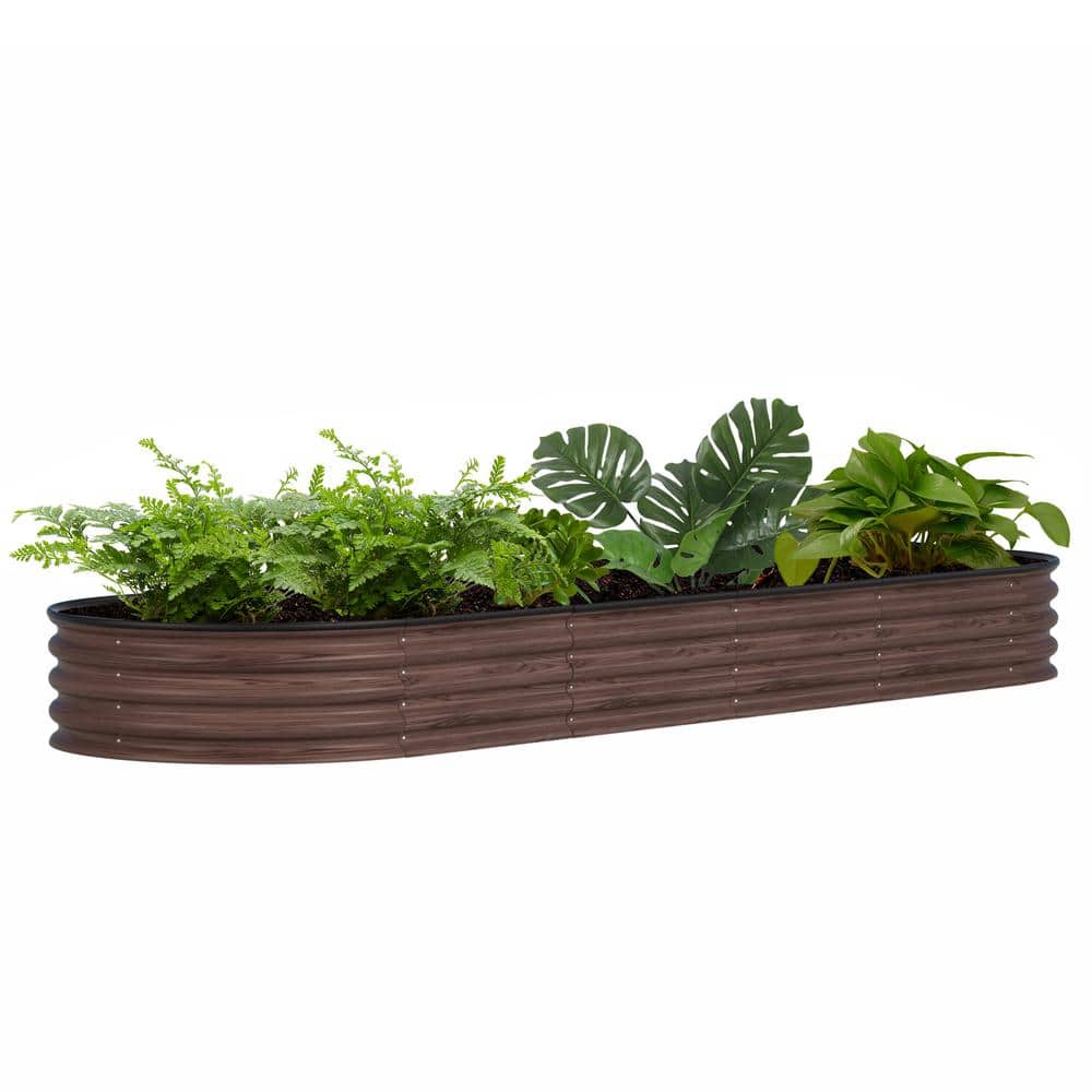 VEIKOUS 8 ft. x 2 ft. x 1 ft. Galvanized Steel Raised Garden Bed 9-in-1 ...