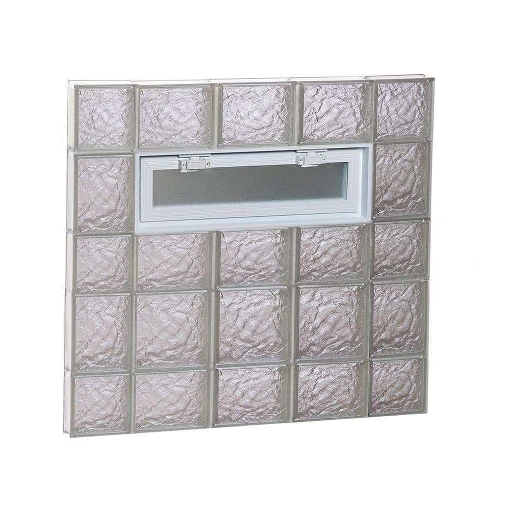 Clearly Secure 34.75 in. x 32.75 in. x 3.125 in. Frameless Ice Pattern ...