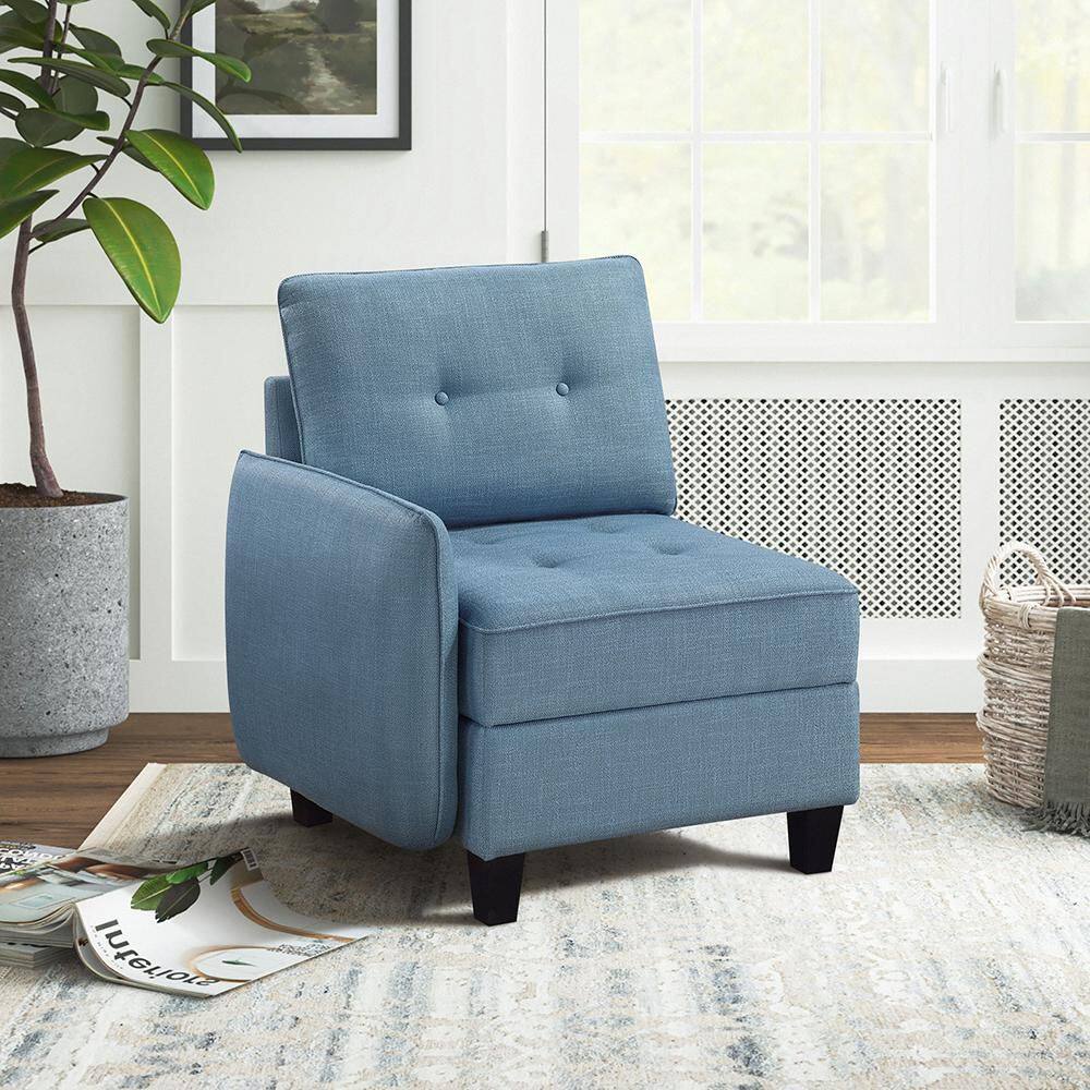 Lazzara Swallowtail Blue Textured Upholstery Arm Chair with One Arm and ...