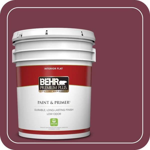 BEHR PREMIUM PLUS 5 gal. #ICC-110 Vintage Merlot Flat Low Odor Interior ...