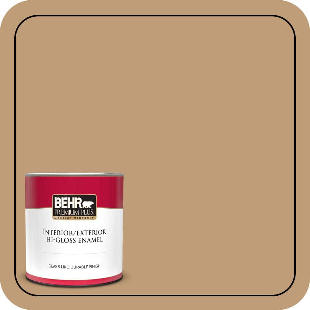 BEHR PREMIUM PLUS 1 qt. #300F-4 Almond Toast Hi-Gloss Enamel Interior ...