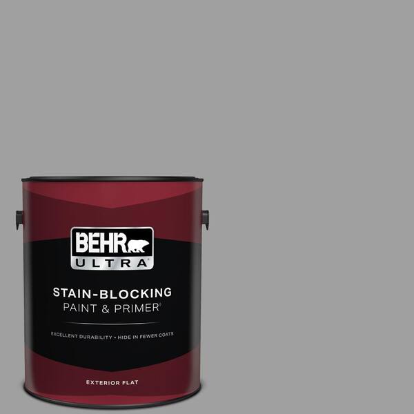 BEHR ULTRA 1 gal. #PPU26-06 Elemental Gray Flat Exterior Paint & Primer ...