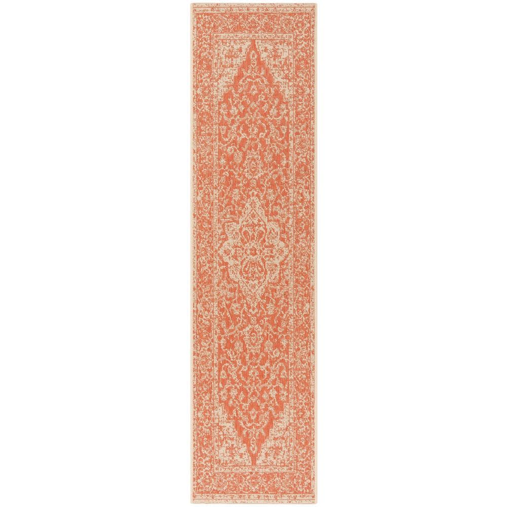 SAFAVIEH Linden Rust/Cream 2 ft. x 10 ft. Border Antique Medallion ...