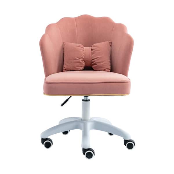 Spaco Pink Fabric Seat Home Office Adjustable Swivel Rolling Vanity ...