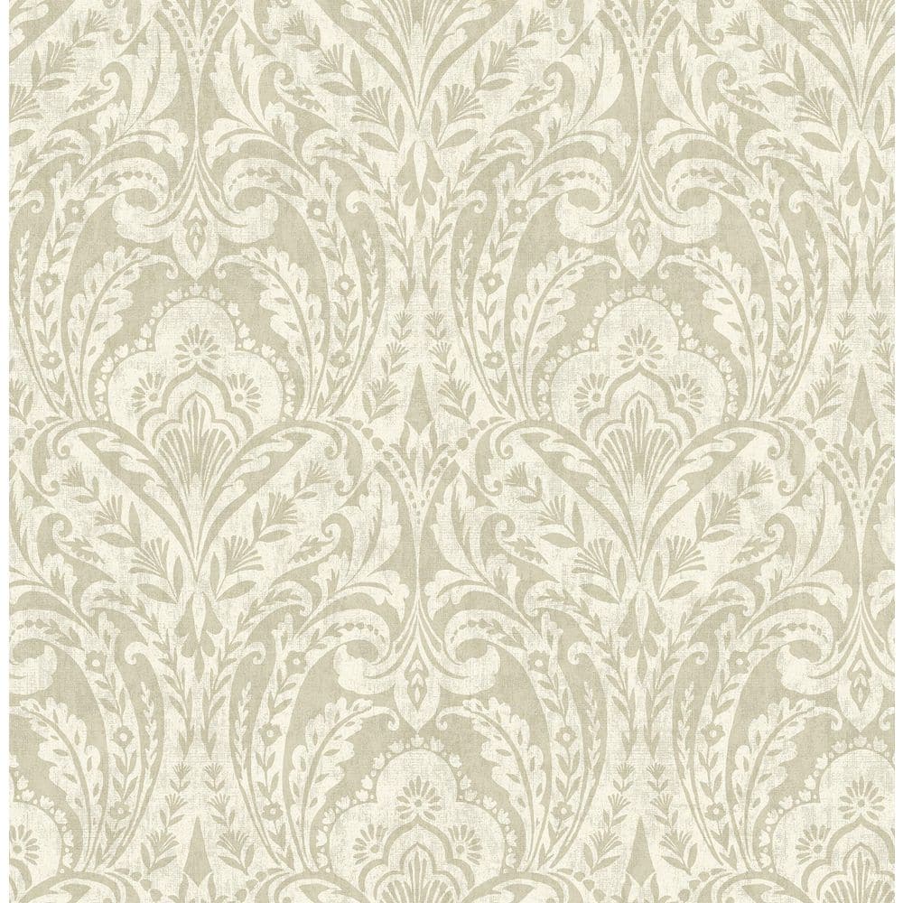 A-Street Prints Berkshire Beige Damask Wallpaper Sample 4147-27382SAM ...