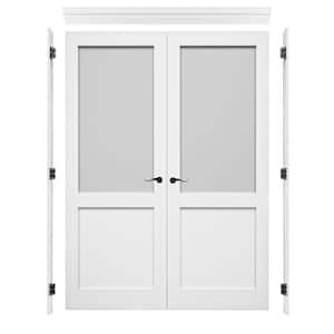 ARK DESIGN 60 in. x 80 in. Universal Handed 1/2-Lite Clear Glass White ...