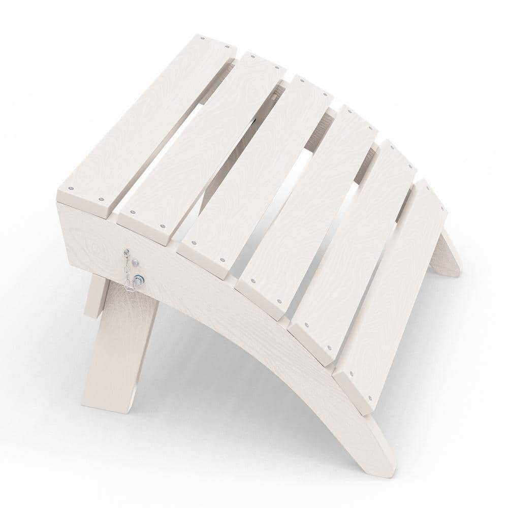 JEAREY HDPE Folding Plastic Outdoor Ottoman for Adirondack in White ...