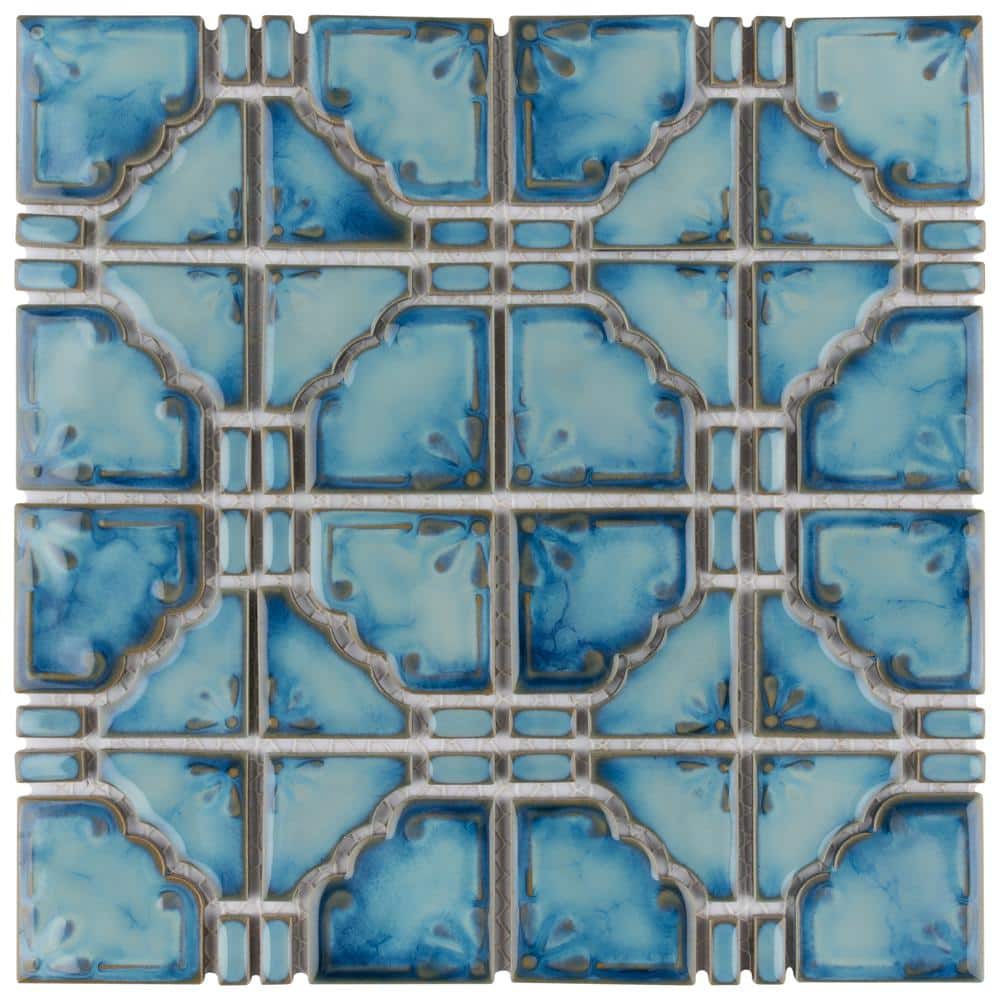 Reviews for Merola Tile Hudson Moonbeam Diva Blue 12 in. x 12 in ...