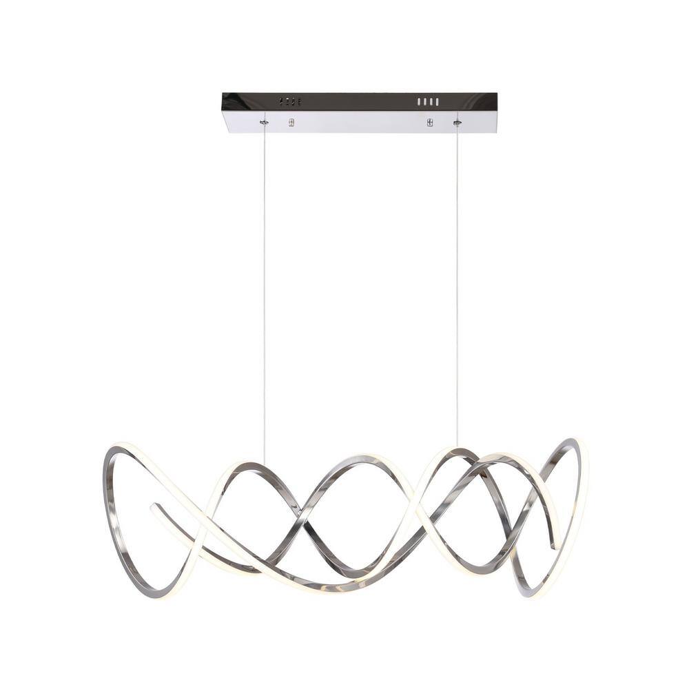 Limitless 1-Light Integrated LED Silver Luxury Chandelier, Kitchen ...