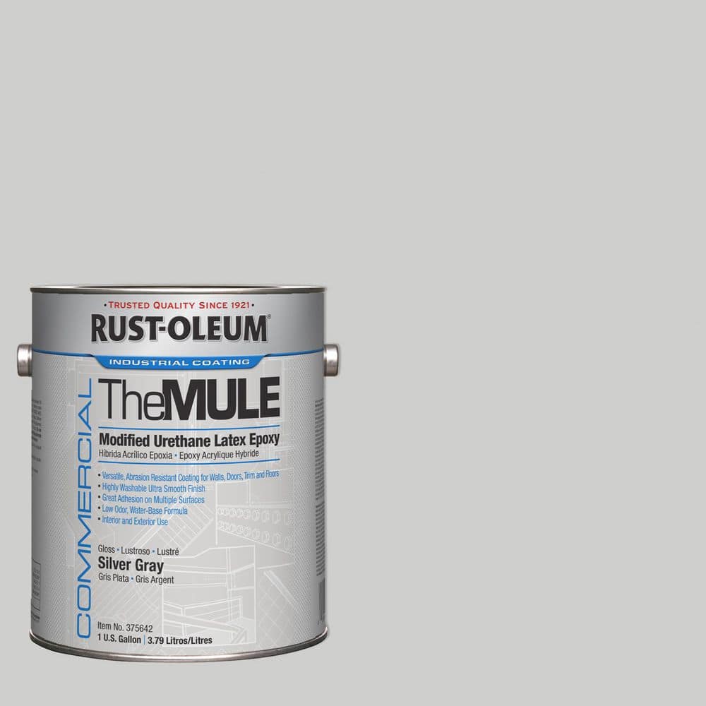 Rust-Oleum 1 gal. The Mule Gloss Silver Gray Latex Epoxy Interior ...