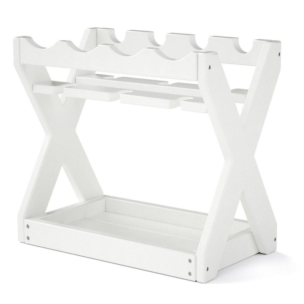 Tileon 4-Bottle White, Wine Rack HDPE Countertop with Cup Holders ...