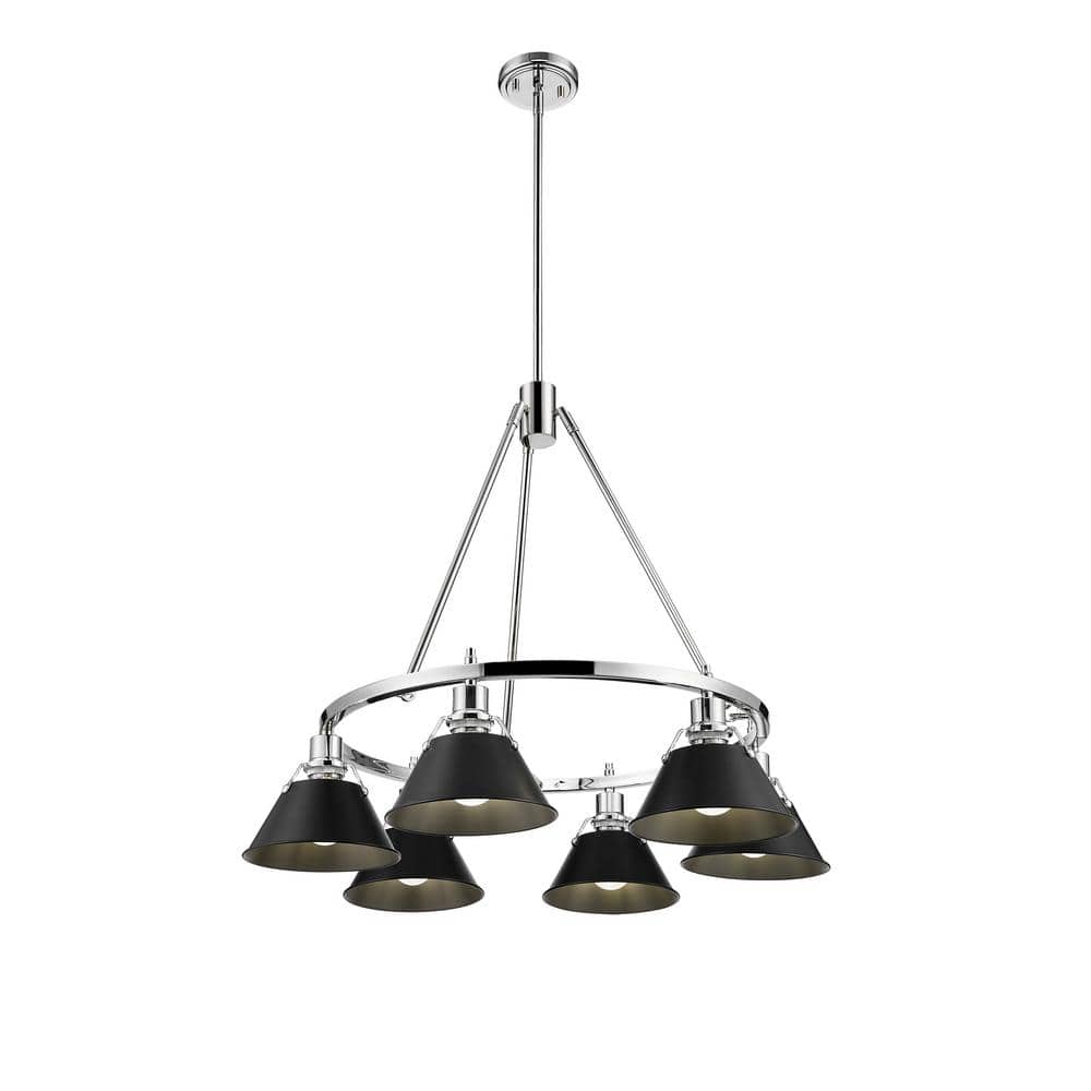 Golden Lighting Orwell 6-Light Chrome and Matte Black Chandelier 3306-6 ...
