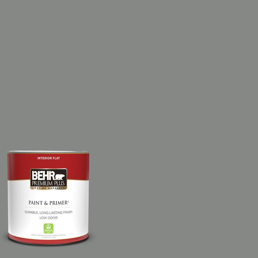 BEHR PREMIUM PLUS 1 qt. #PPU25-17 Euro Gray Flat Low Odor Interior ...