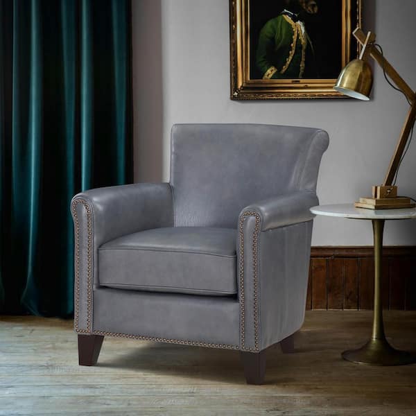 Grey leather occasional chair store