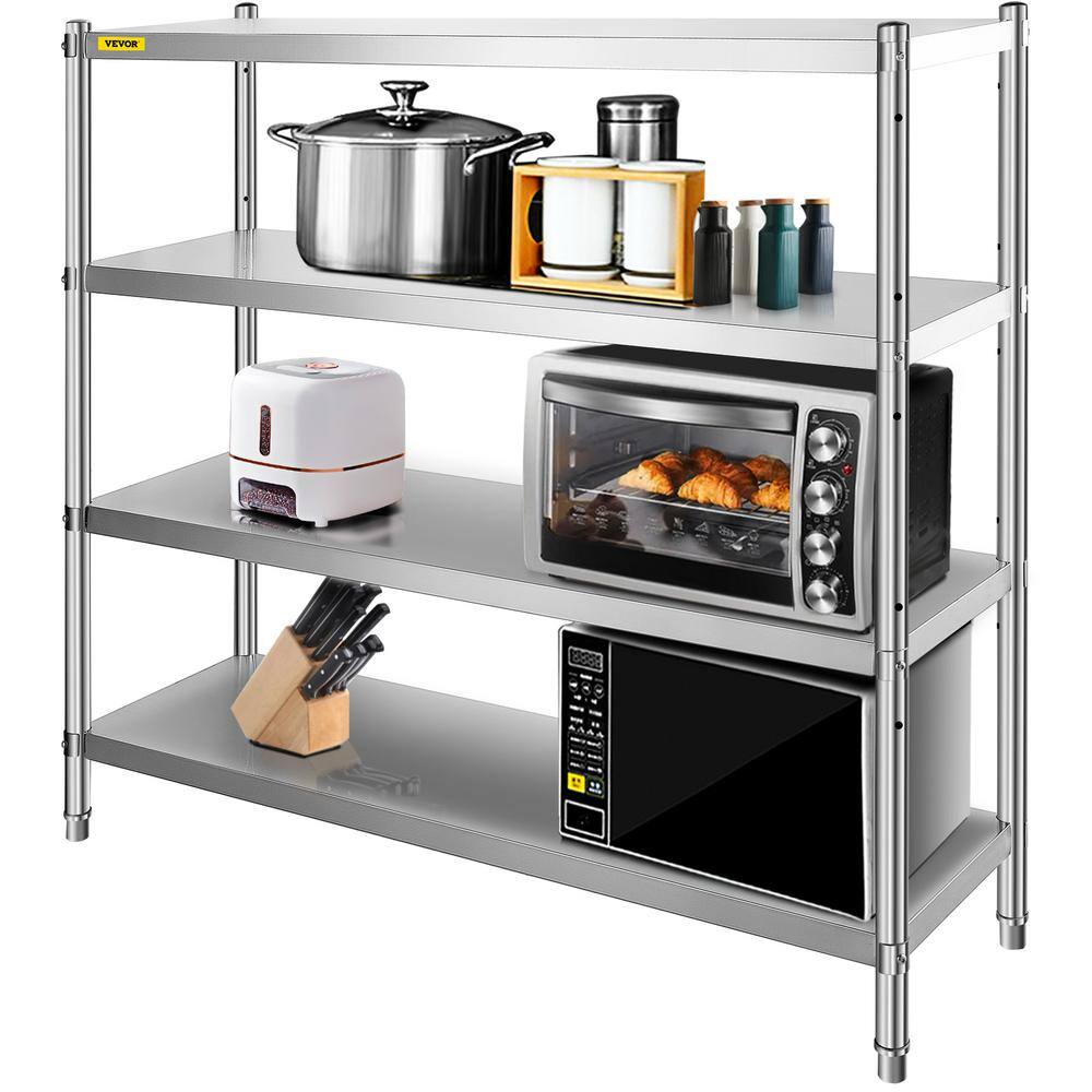 VEVOR Stainless Steel Kitchen Prep Table 60 in. x 18.5 in. 4-Tier ...