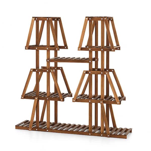 Gymax 7-Tier Flower Wood Stand Plant Display Rack Multifunctional ...