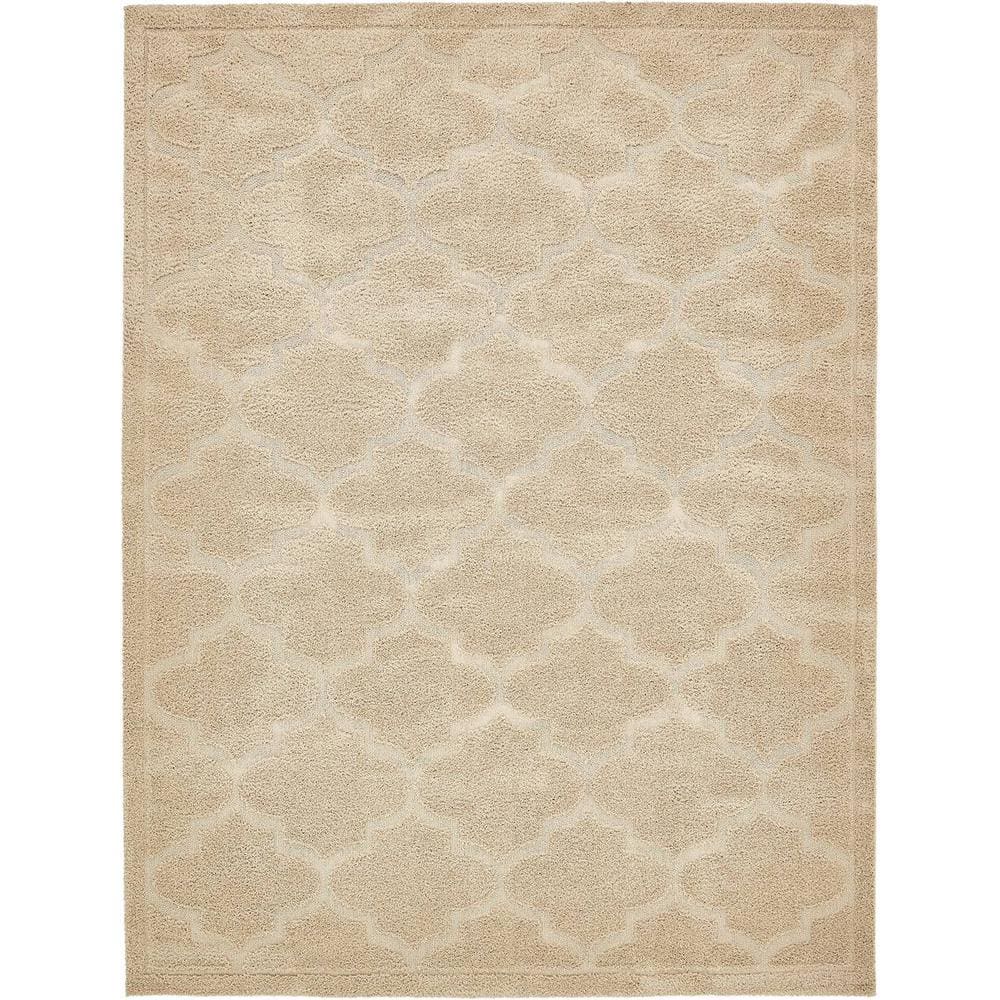 Unique Loom Trellis Shag Traditional Beige 9' 0 x 12' 0 Area Rug ...